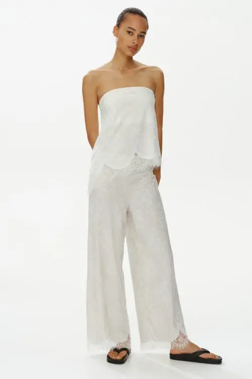 H&m Lace-trimmed Jacquard-jersey Pants