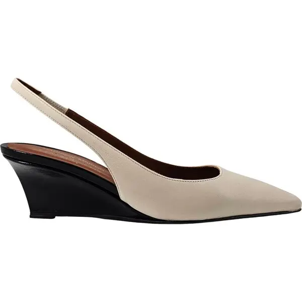 MADISON MAISON Loux Wedge Slingback In Leather - Beige