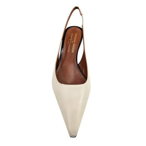 MADISON MAISON Loux Wedge Slingback In Leather - Beige