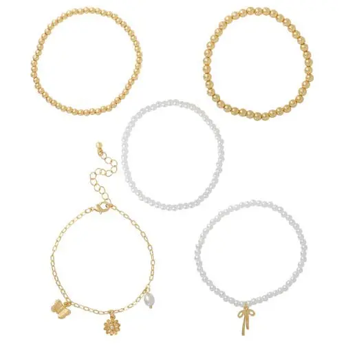 CELEBRITY PINK Stackable Beaded And Charm Bracelet Set - Gold-tone