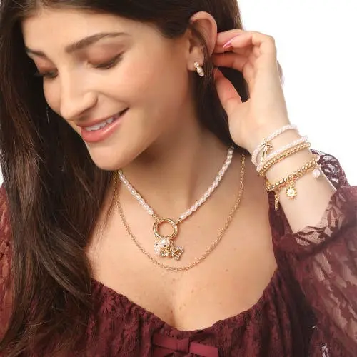 CELEBRITY PINK Stackable Beaded And Charm Bracelet Set