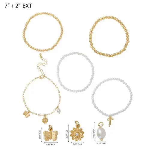 CELEBRITY PINK Stackable Beaded And Charm Bracelet Set