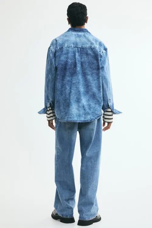 H&m Relaxed-fit Washed Denim Shirt