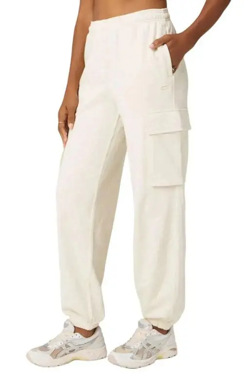 FABLETICS Year Round Terry Cargo Joggers - Bone Heather