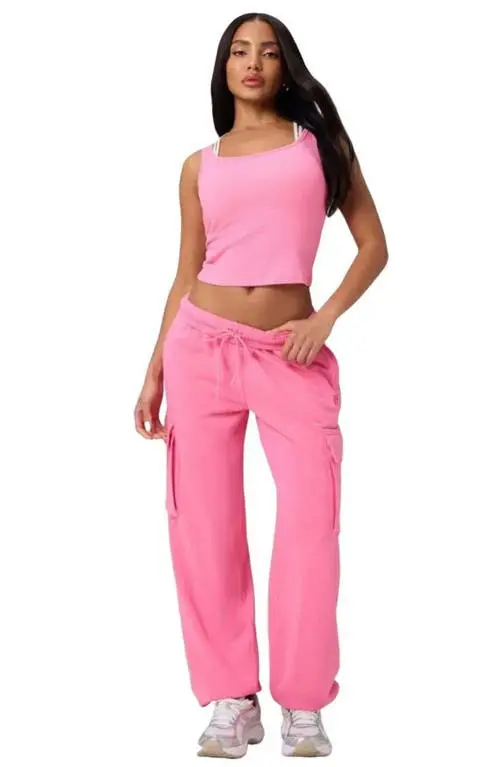 FABLETICS Year Round Terry Cargo Jogger - Strawberry Milkshake