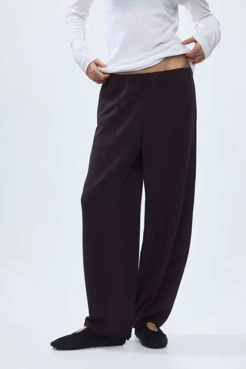 H&M Viscose-blend Barrel-leg Pants - Dark Brown