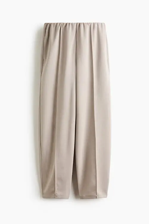 H&m Viscose-blend Barrel-leg Pants - Light Beige
