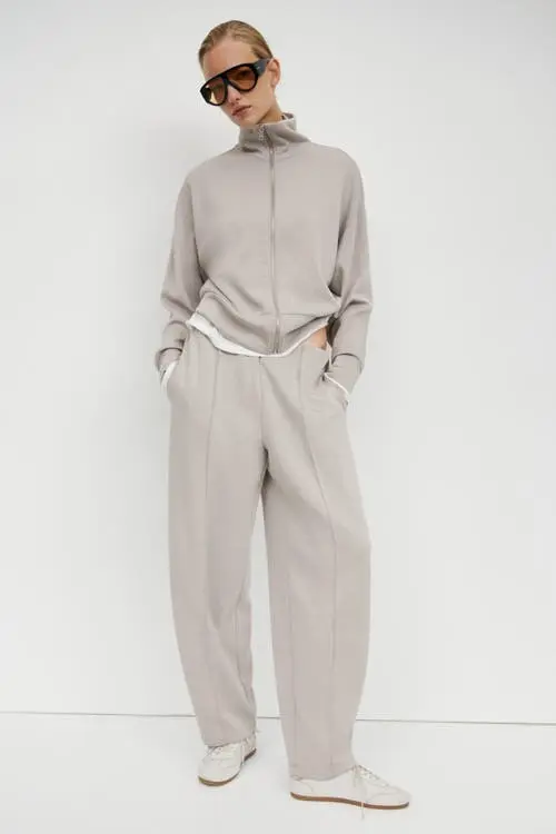 H&m Viscose-blend Barrel-leg Pants - Light Beige
