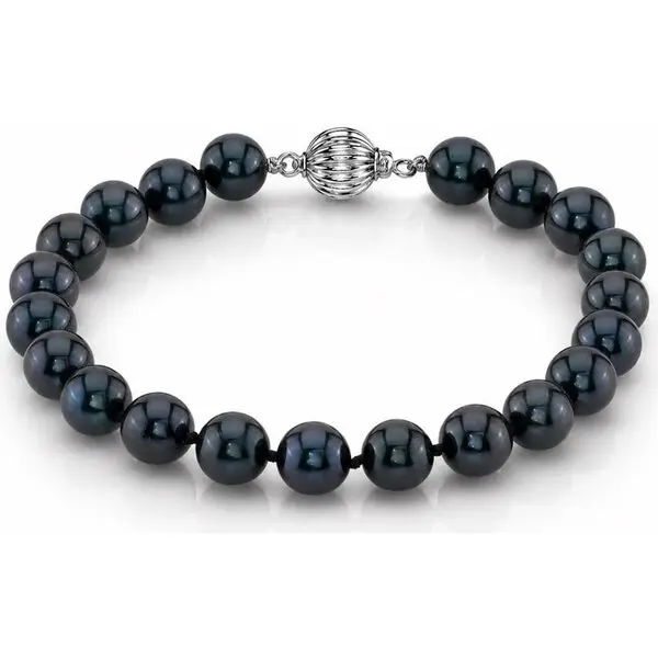 The Pearl Source 7.0-mm Akoya Black Pearl Bracelet