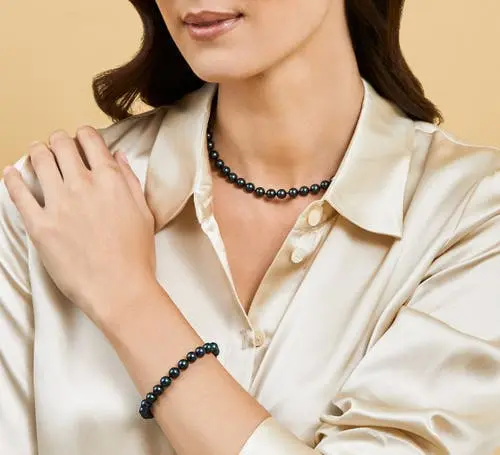 The Pearl Source 7.0-mm Akoya Black Pearl Bracelet