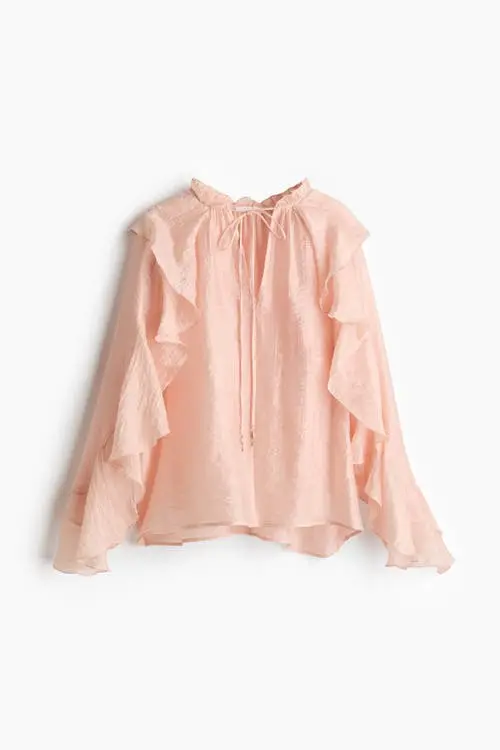 H&m Flounce-trimmed Blouse