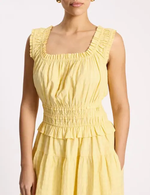 ALBARAY Seersucker Sleeveless Midi Dress