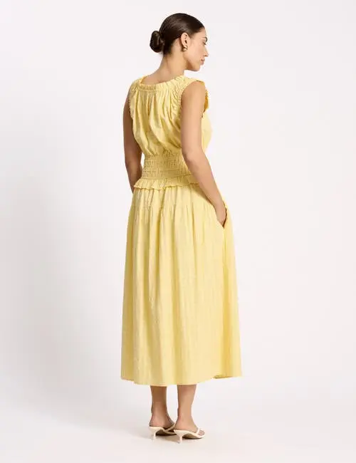 ALBARAY Seersucker Sleeveless Midi Dress