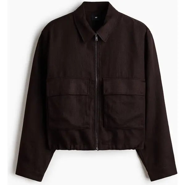 H&m Linen-blend Overshirt With Zipper