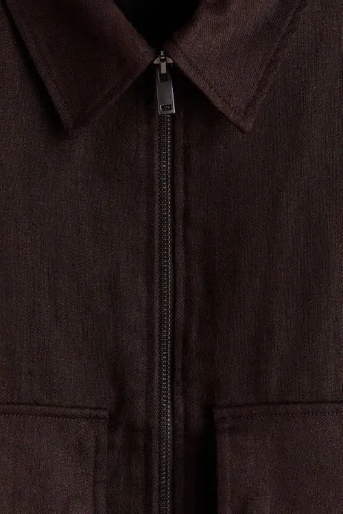 H&m Linen-blend Overshirt With Zipper
