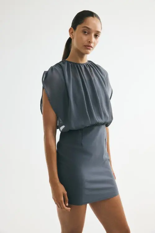H&m Dual-fabric Draped Dress