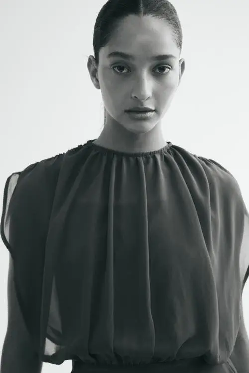 H&m Dual-fabric Draped Dress