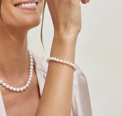 The Pearl Source 6.0-6.5mm Akoya White Pearl Braceletaaa Quality