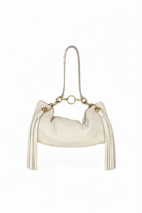 BEALICE Leather Shoulder Bag - Embossed White