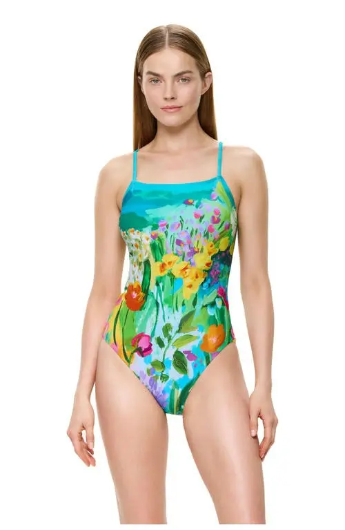 GOTTEX Monet's Garden Scoop Neck One Piece Swimsuit - Multi