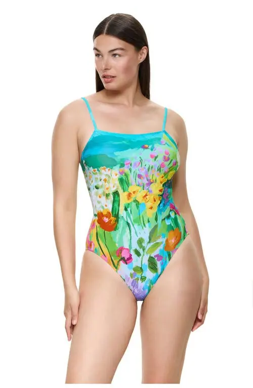 GOTTEX Monet's Garden Scoop Neck One Piece Swimsuit