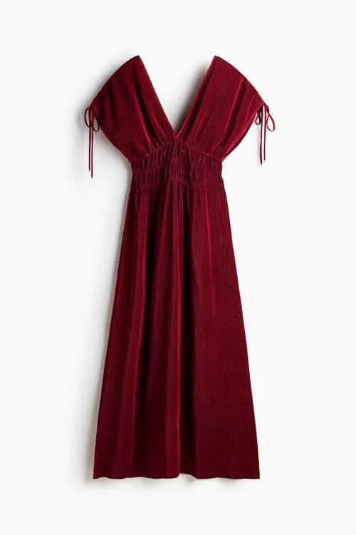 H&M Crinkled Drawstring Detail Maxi Dress