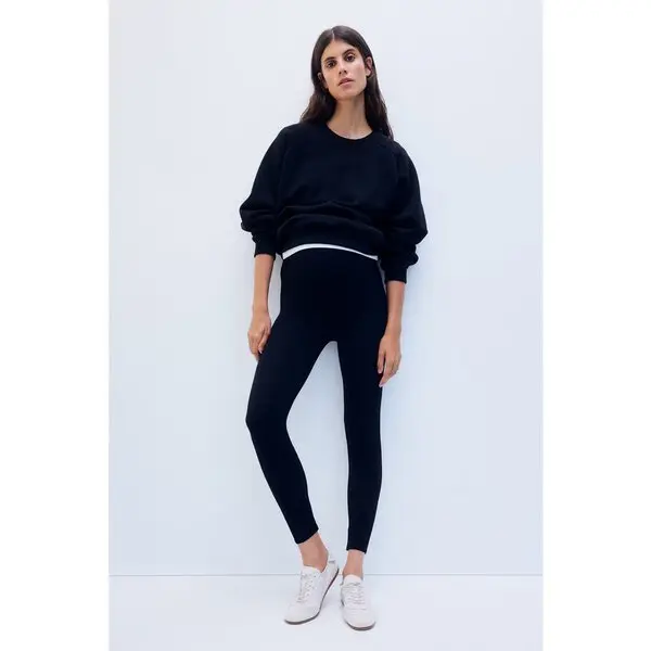 H&m Mama Seamless Ribbed Leggings - Black