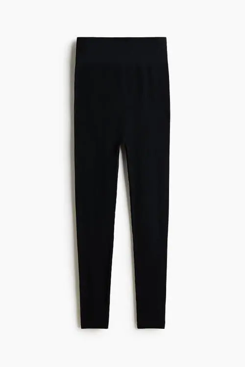 H&m Mama Seamless Ribbed Leggings - Black
