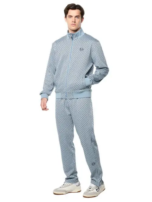 SERGIO TACCHINI Paolo Knit Geometric Motif Track Jacket - Faded Denim