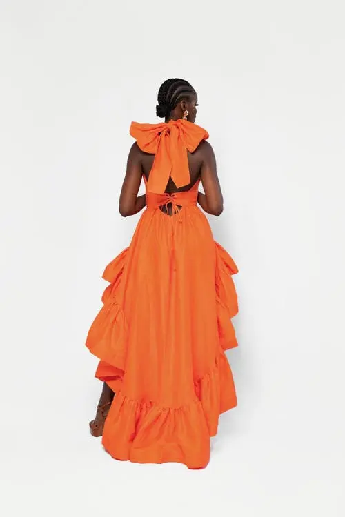 OFUURE Linen Ama High-low Dress With Corset Waist