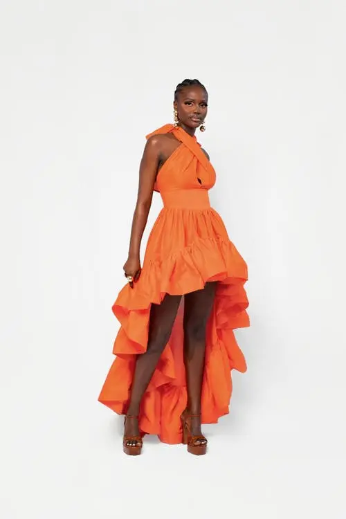 OFUURE Linen Ama High-low Dress With Corset Waist