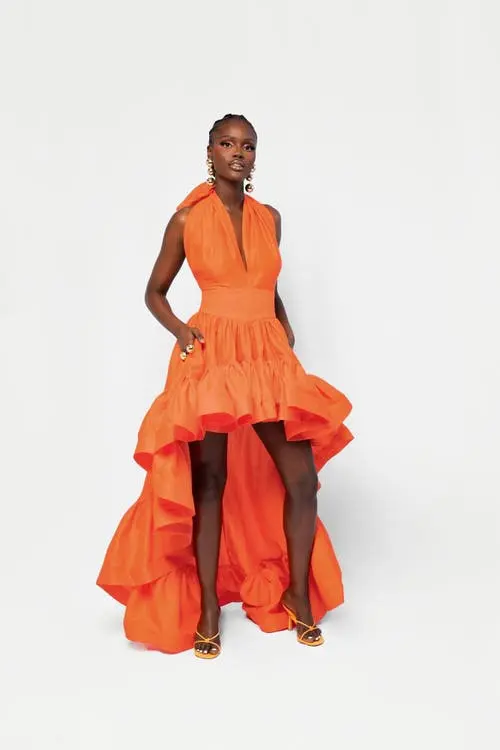 OFUURE Linen Ama High-low Dress With Corset Waist