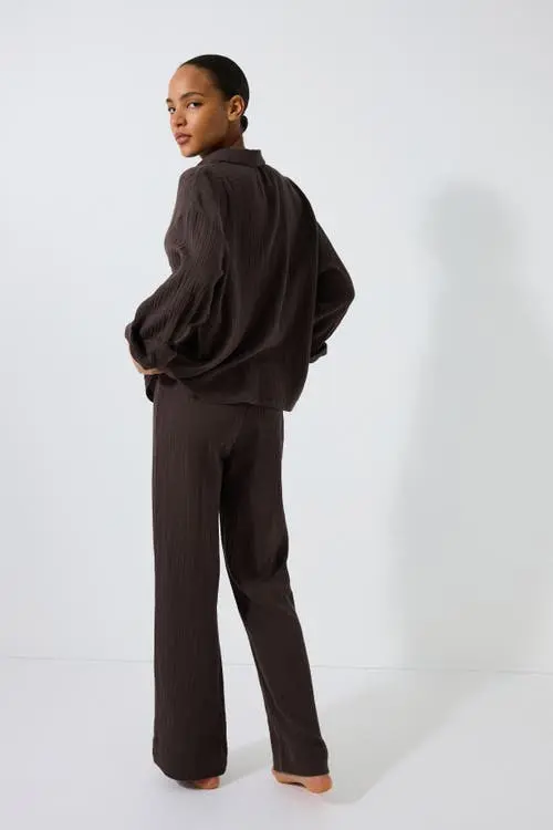 H&M Cotton Muslin Pajamas - Dark Brown