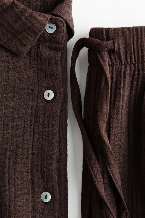 H&M Cotton Muslin Pajamas - Dark Brown