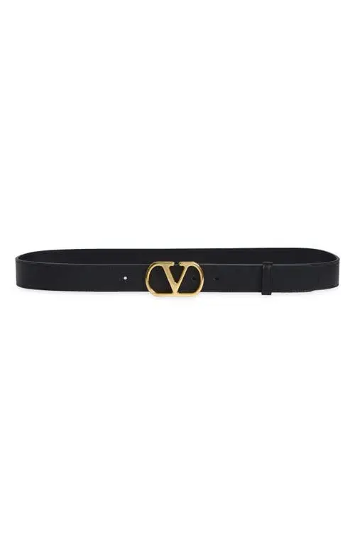 Valentino Garavani Vlogo Signature Leather Belt - Black