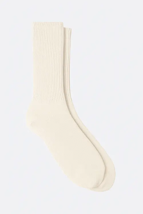 LE PERE Cotton Cashmere Ankle Socks - Ecru