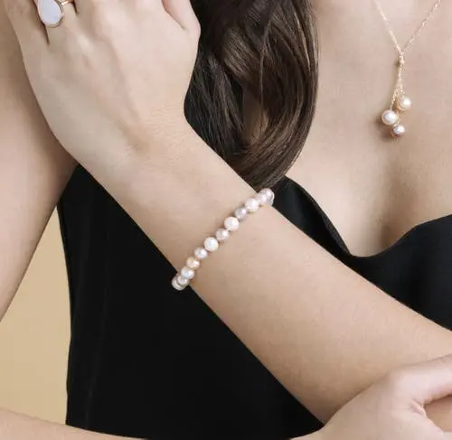 The Pearl Source 6.5-7.0mm Multicolor Freshwater Pearl Braceletaaa Quality