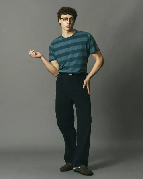 LE PERE Kami Logo Tee Shirt - Blue Stripe