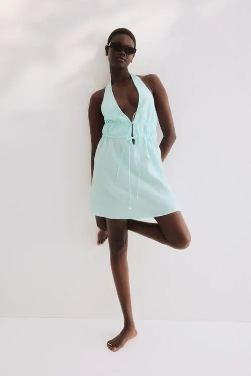 H&m Cotton Halterneck Beach Dress