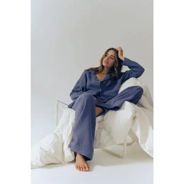 H&M Cotton Muslin Pajamas - Dark Blue