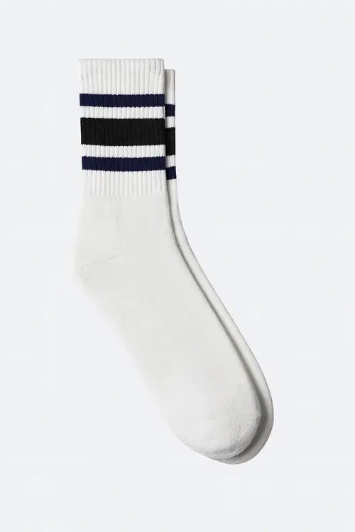 LE PERE Co-ed Cloud Crew Socks - Black/blue/black