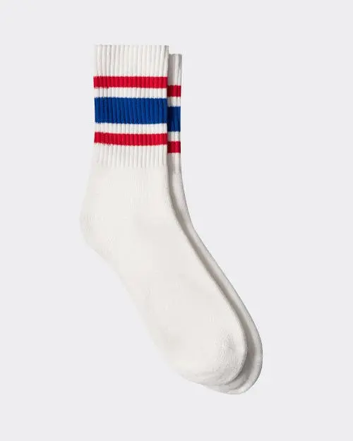 LE PERE Co-ed Cloud Crew Socks - Red/blue/red
