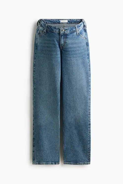 H&M Mama Straight Leg Jeans With Adjustable Waist - Denim Blue