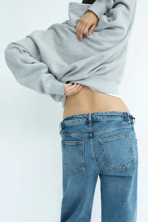 H&M Mama Straight Leg Jeans With Adjustable Waist - Denim Blue
