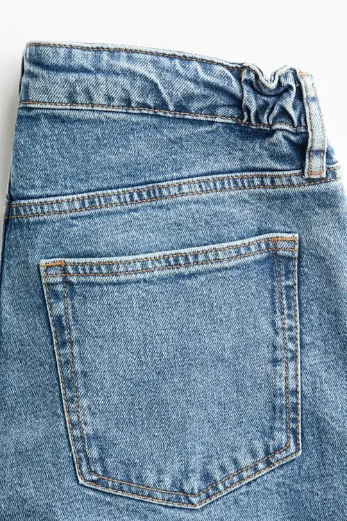 H&M Mama Straight Leg Jeans With Adjustable Waist - Denim Blue