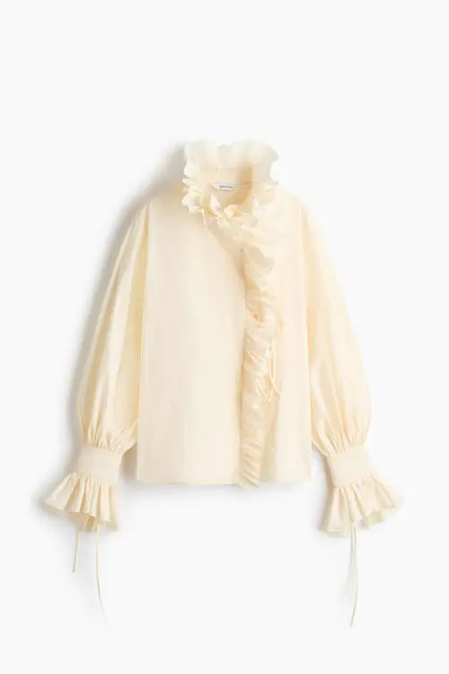 H&m Ruffled Cotton Blouse