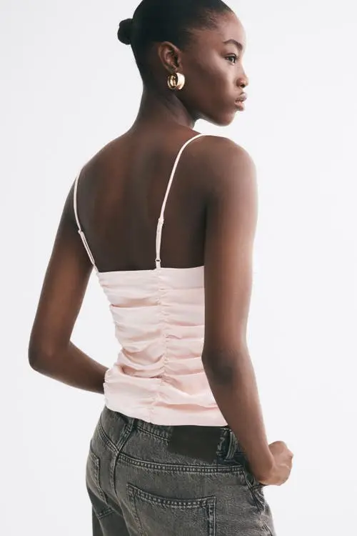 H&m Ruched Satin Top