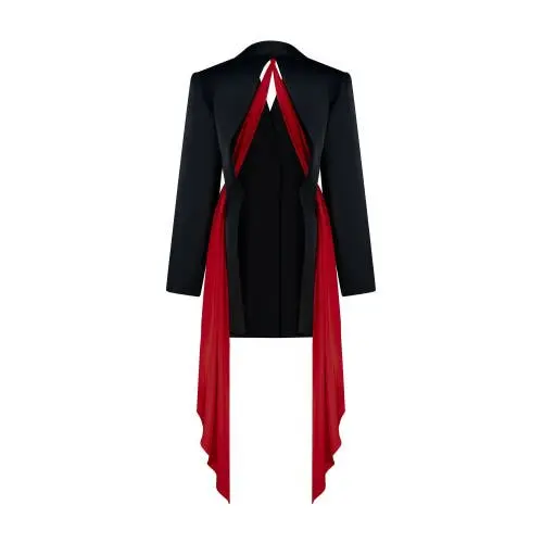 UCHÈ Oversized Satin Jacket With Detachable Floor-length Scarf