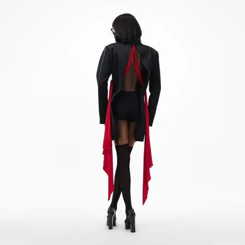 UCHÈ Oversized Satin Jacket With Detachable Floor-length Scarf