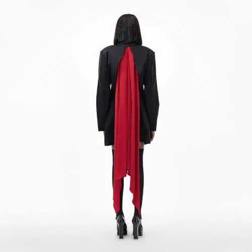 UCHÈ Oversized Satin Jacket With Detachable Floor-length Scarf